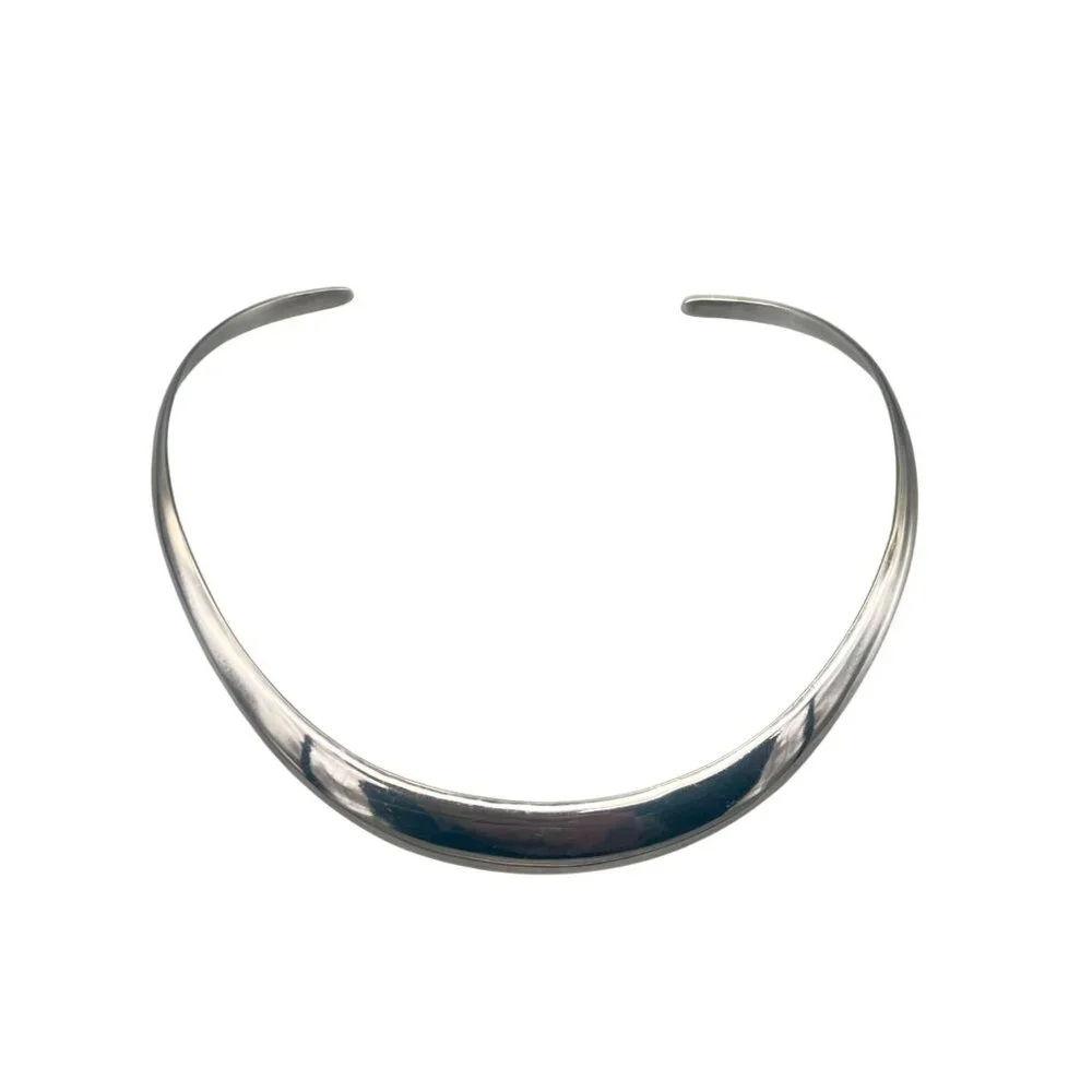 Jewelry | Sterling Silver Torque Collar Choker Necklace Minimalist ...